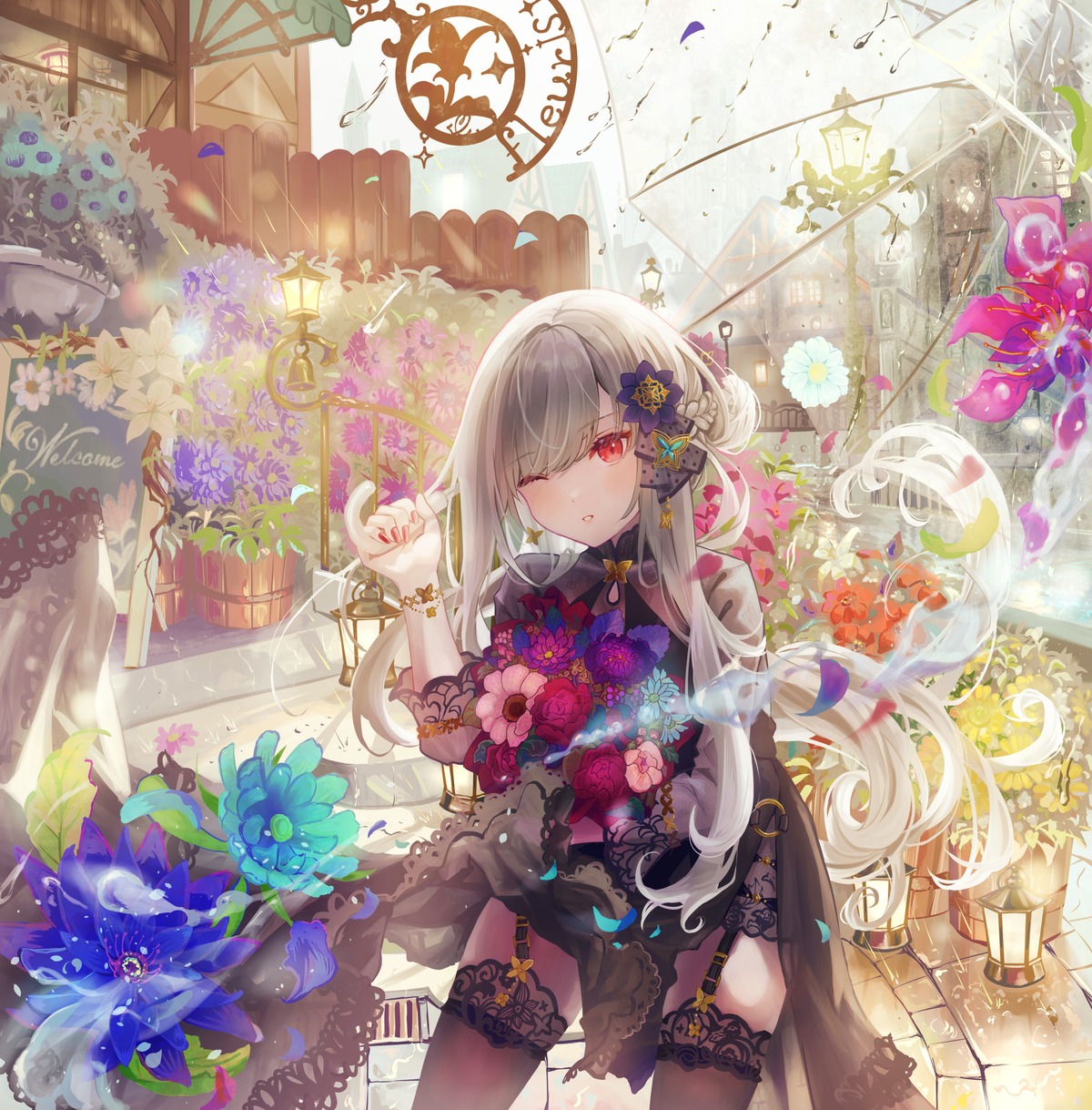 ito lab skirt lift stockings thighhighs umbrella | #1098568 | yande.re